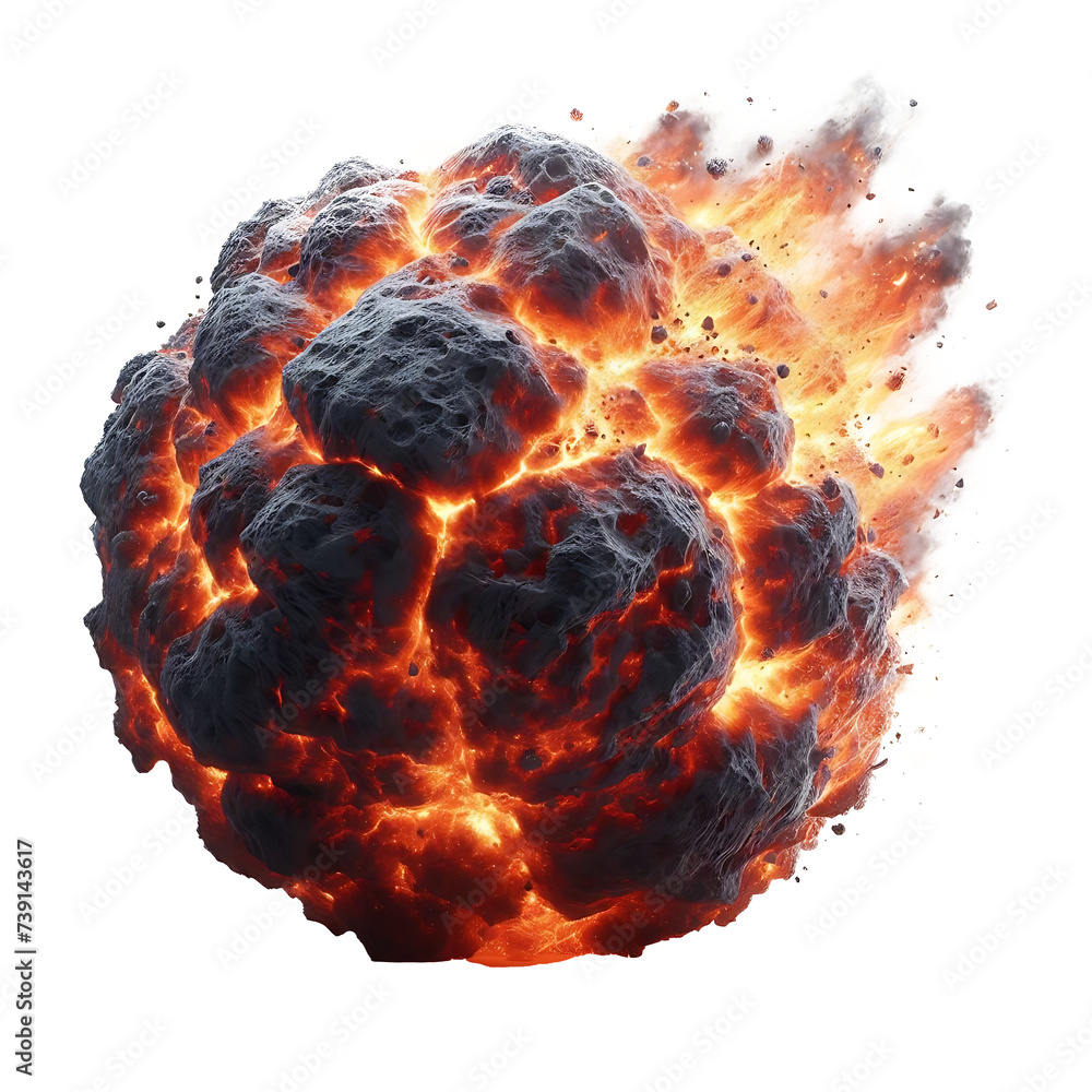 fire asteroid isolated on transparent background cutout, Stock ...