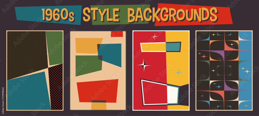 1960s Style Backgrounds. Color Templates for 60s Party, Event Posters ...