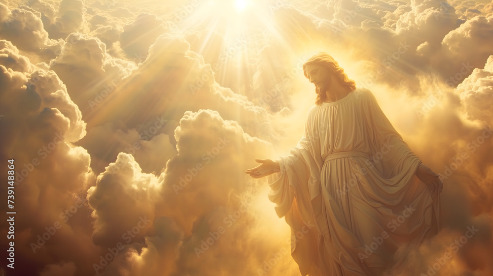 Jesus Christ in Heaven Blessing & Welcoming All Stock Photo | Adobe Stock