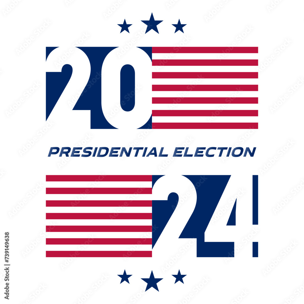 Voting. Presidential election 2024 in USA. Election 2024. Print for t ...