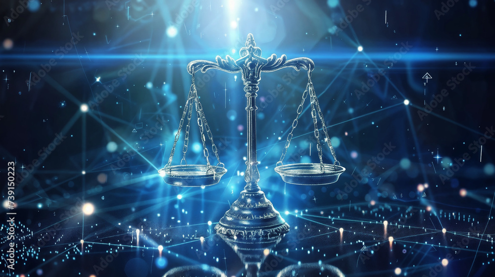 Iconic Law and Justice Symbol, Classic Balanced Scales Against ...