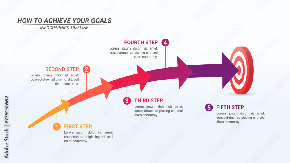 Five Steps to Achieving Goals Infographic with 5 Steps and Editable ...