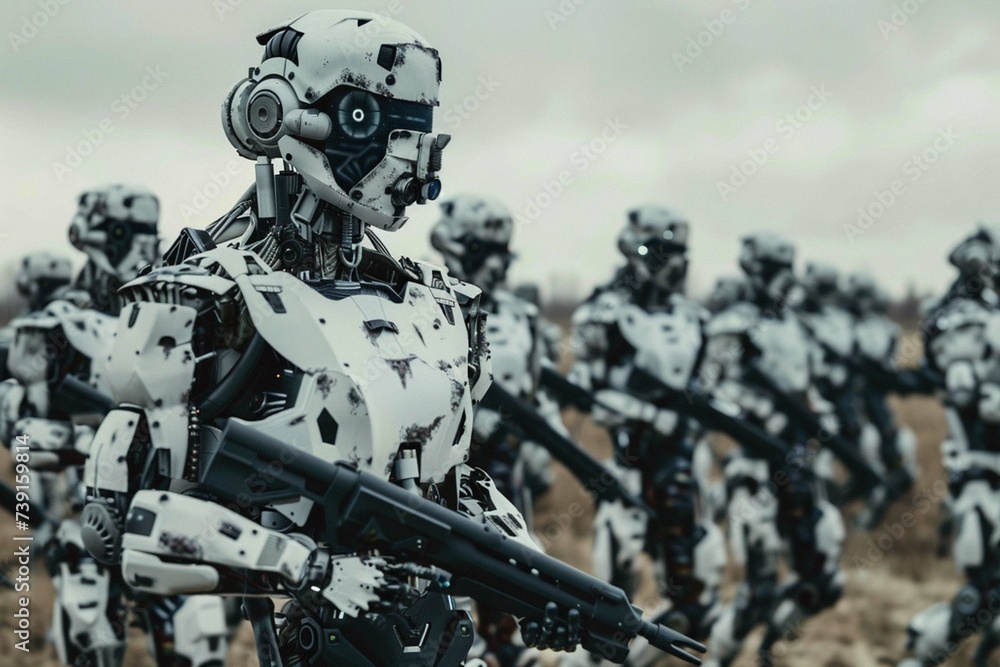 Foto de AI artificial intelligence in future war. Killer robots for the ...
