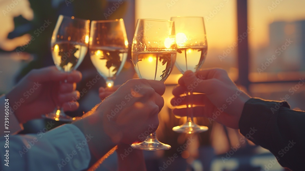 A team celebration where members celebrate success. It shows the ...