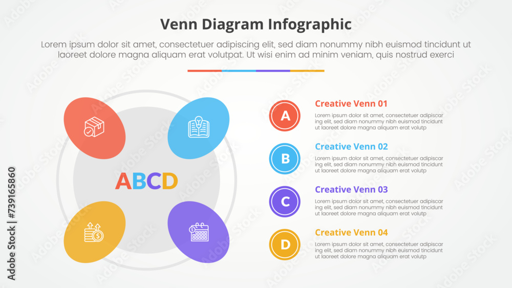 venn diagram infographic concept for slide presentation with big circle ...
