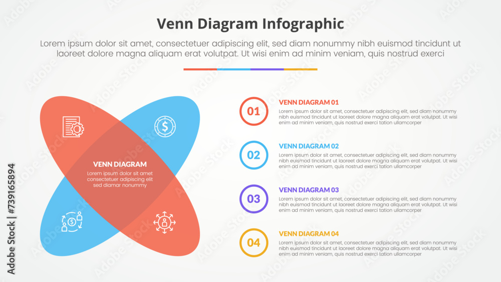 venn diagram infographic concept for slide presentation with round ...