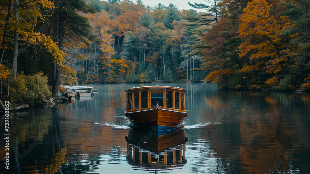 Cabin cruiser on a secluded lake a symbol of luxury and serene ...