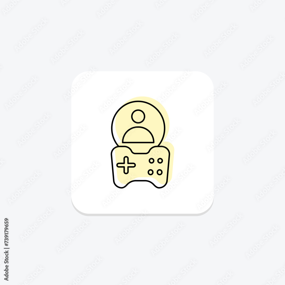 Single Player icon, gaming, game, solo, campaign color shadow thinline ...