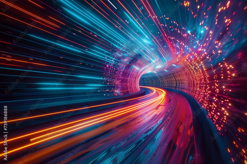 A conceptual abstract art piece depicting the essence of 5G speed as a ...