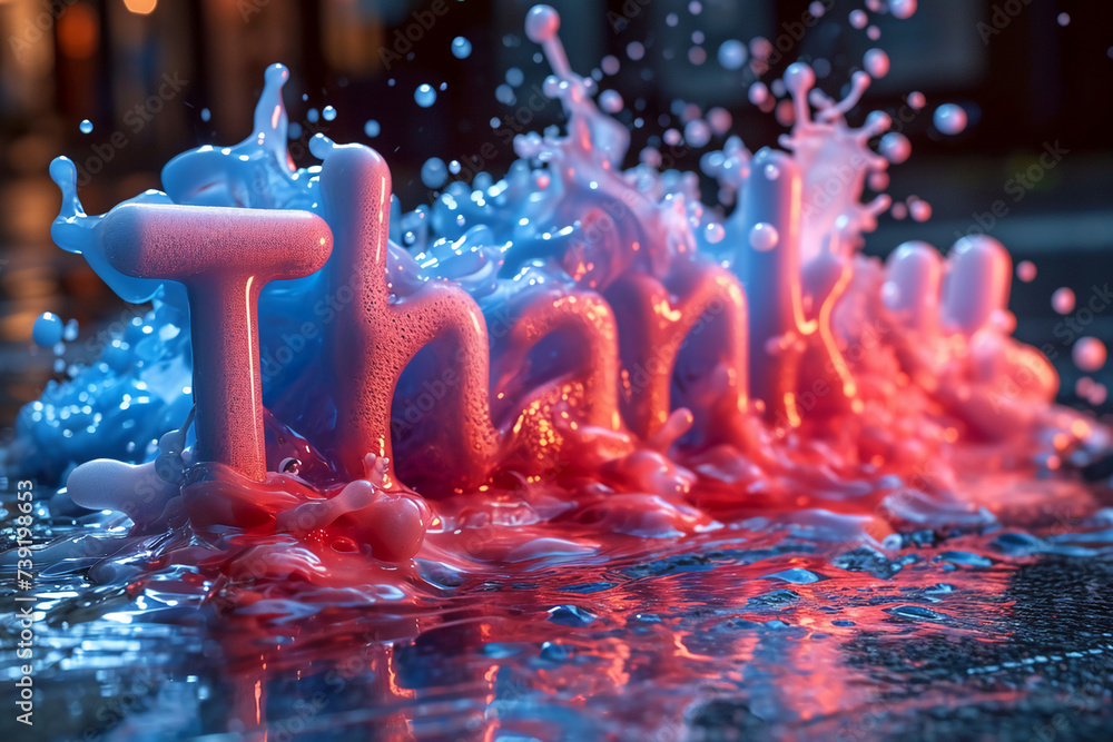 The photography style captures the 3D word "Thank You" formed from ...