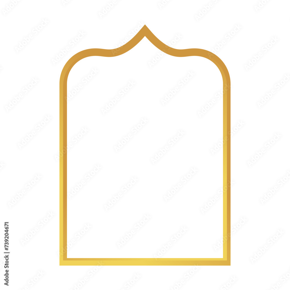 Set isolated arabic gold frame. 3D rendering of Islamic architectural ...
