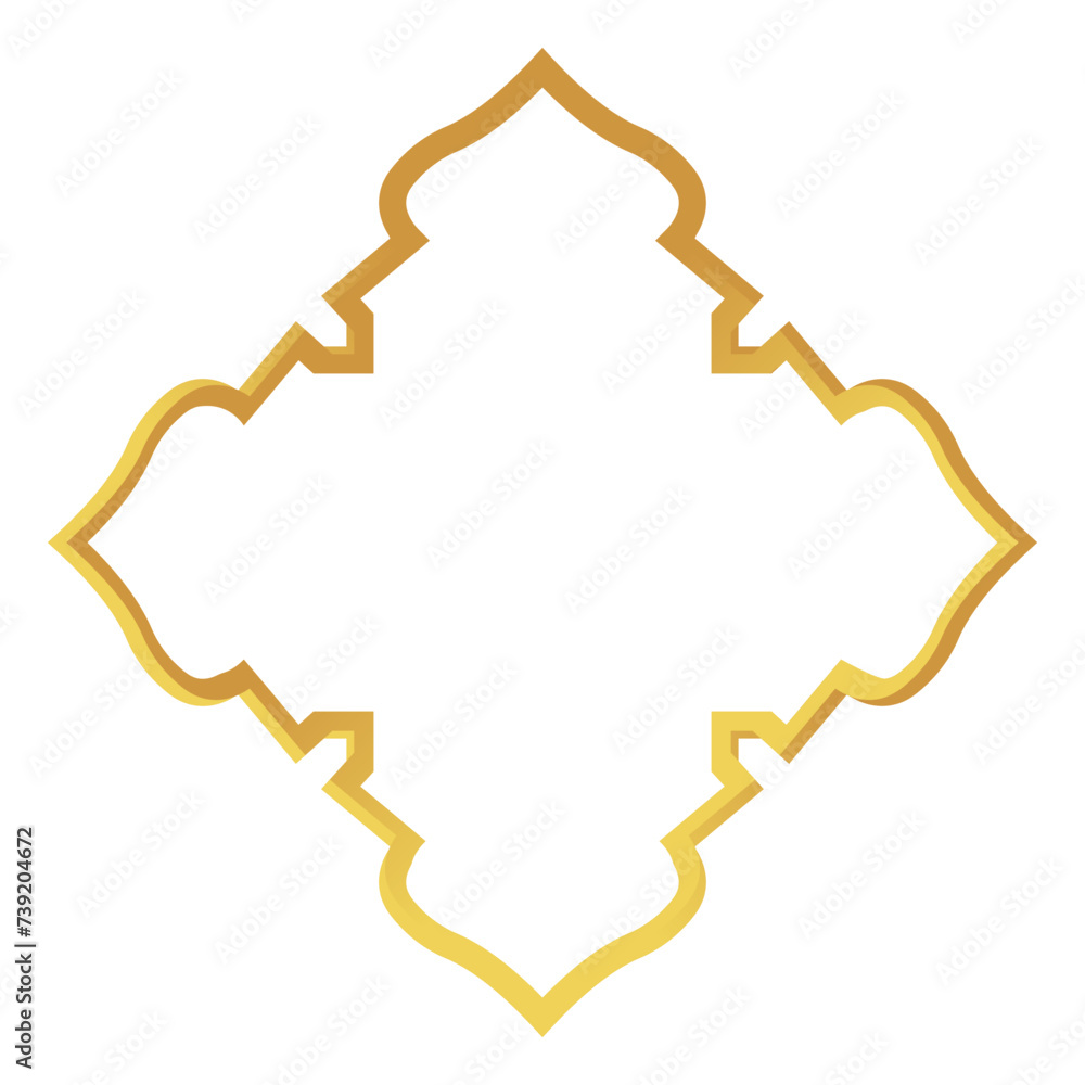 Set isolated arabic gold frame. 3D rendering of Islamic architectural ...