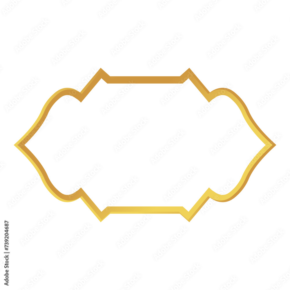 Set isolated arabic gold frame. 3D rendering of Islamic architectural ...