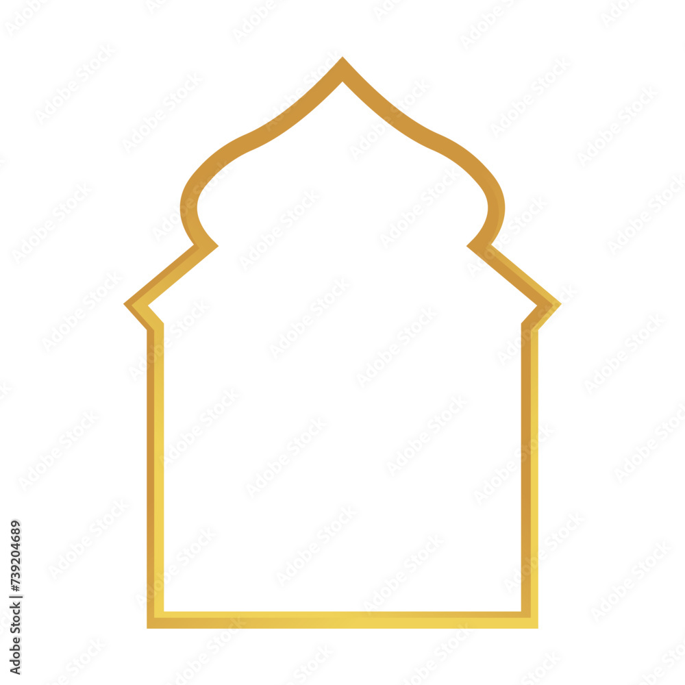 Set isolated arabic gold frame. 3D rendering of Islamic architectural ...