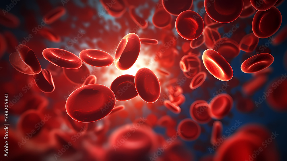 Macroscopic flow of red blood cells flowing through an artery Stock ...