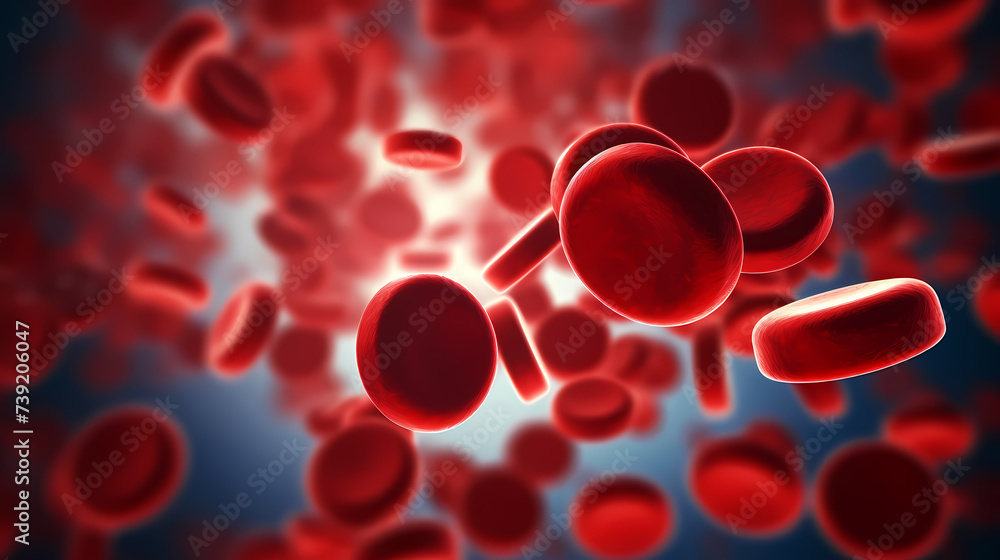 Macroscopic flow of red blood cells flowing through an artery Stock ...