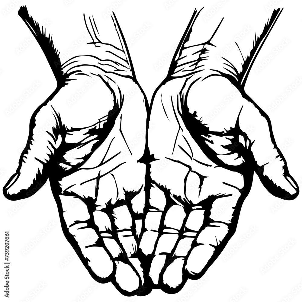 cupped hand drawing transparent background PNG clipart Stock Vector ...
