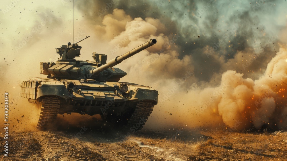 A formidable self-propelled artillery unit traverses a vast field, its ...