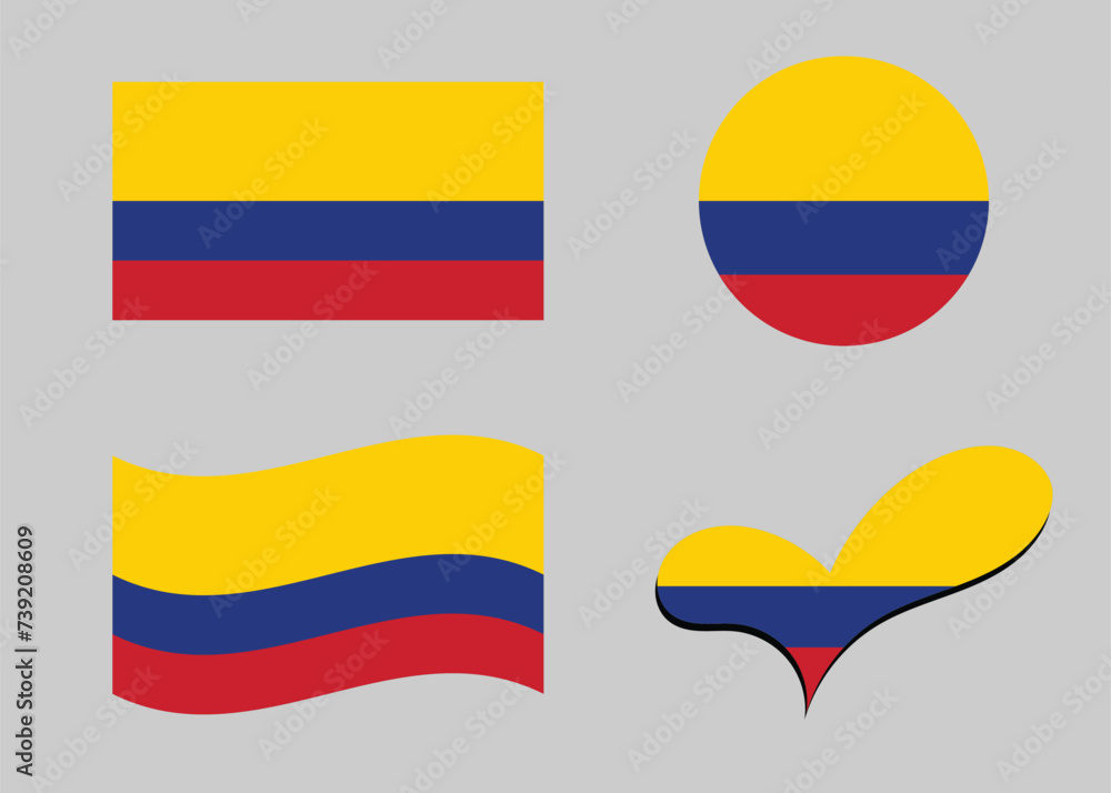 Colombian flag. Flag of Colombia in heart shape. Colombian flag in ...