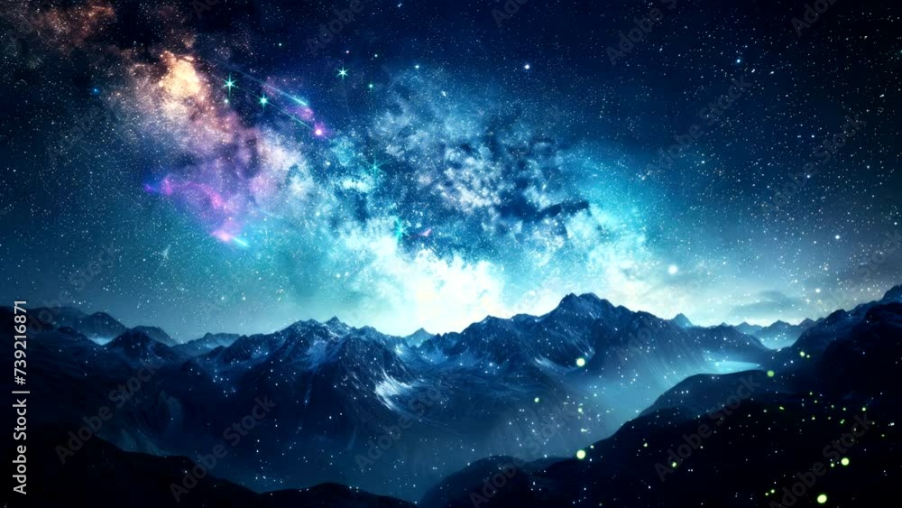 milky way galaxy on space view landscape at night with falling star ...