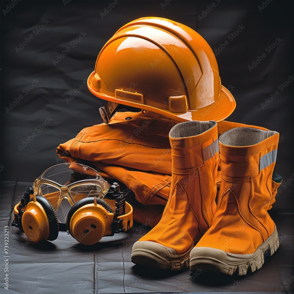 PPE safety equipment with Helmet , safety glasses, coverall, ear plugs ...