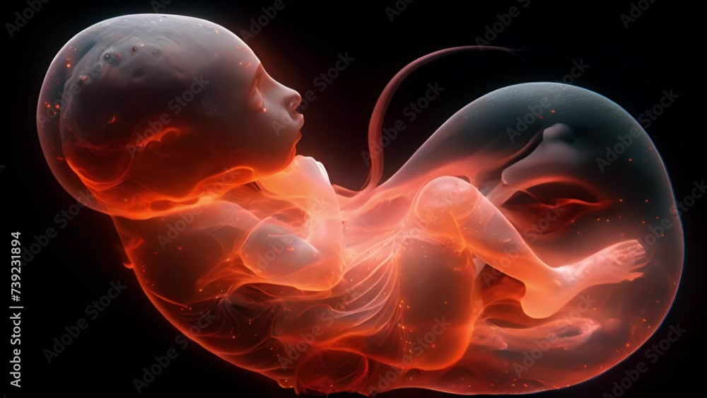 Vidéo Stock Human fetus inside the womb. Pregnant woman's belly inside ...