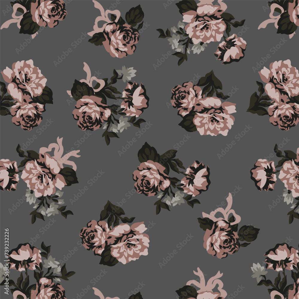 Seamless pattern of bouquets of roses, pattern for fabric and wallpaper ...
