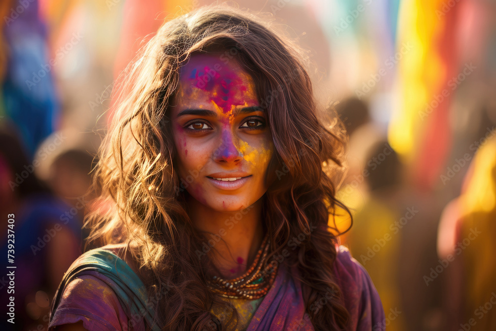 Holi color festival. People celebrating the Holi festival of colors and ...