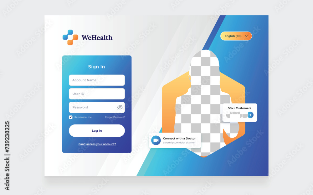 Vector Form Login Landing Page Website Medical Hospital Template Design ...