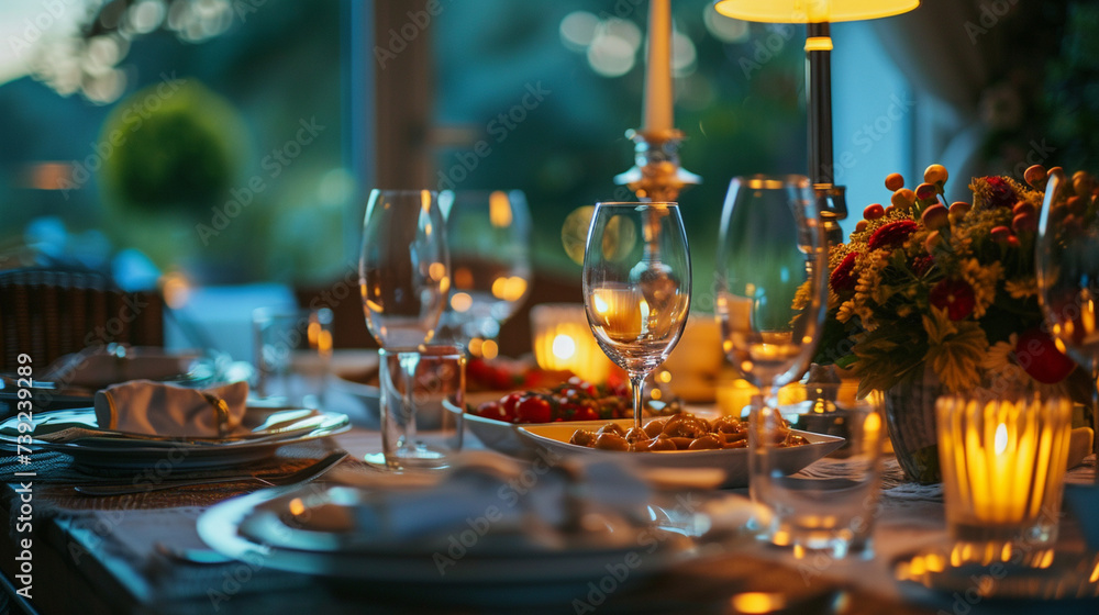 Elegant Dining Affair: A sophisticated photo capturing an elegant family dinner affair ...