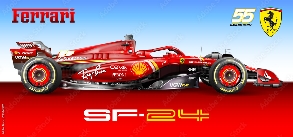 Maranello, Modena, Italy, february 2024, Ferrari SF-24 formula 1 ...