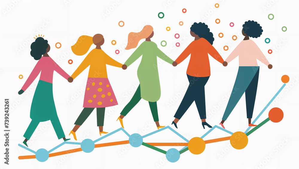 women's day - graph showing upward movement with female icons ...