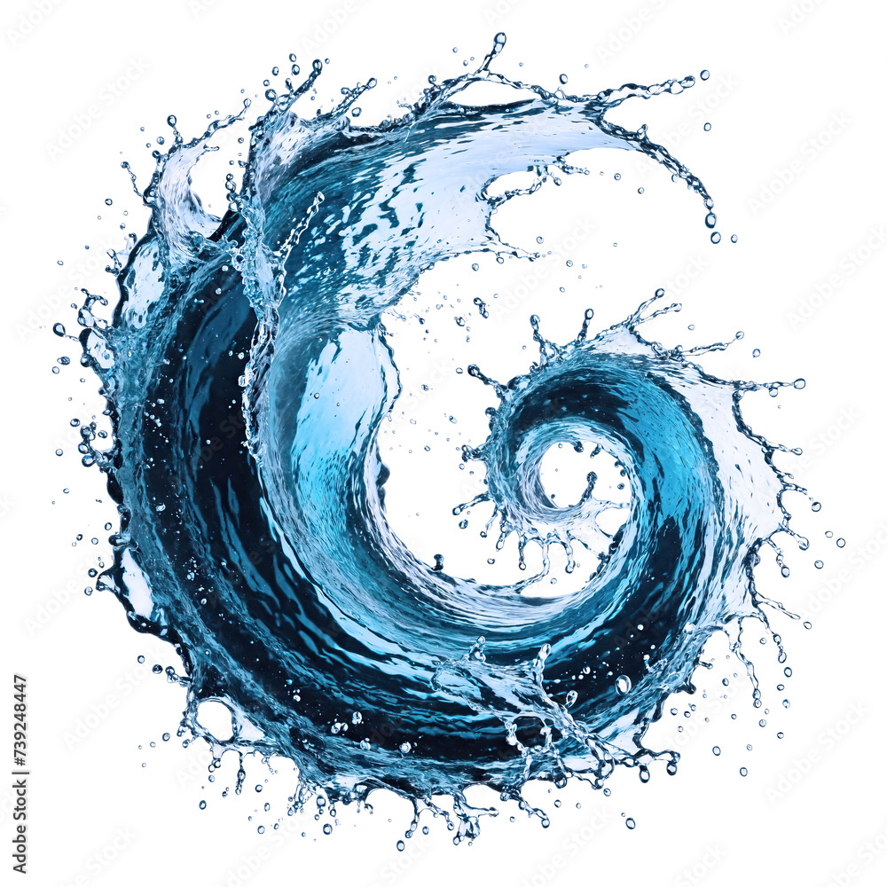 Rounded swirl Water splash, isolated background. Transparent PNG Stock ...