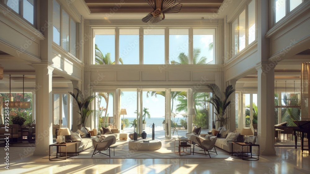 Specify the high ceilings and expansive windows that flood the mansion ...