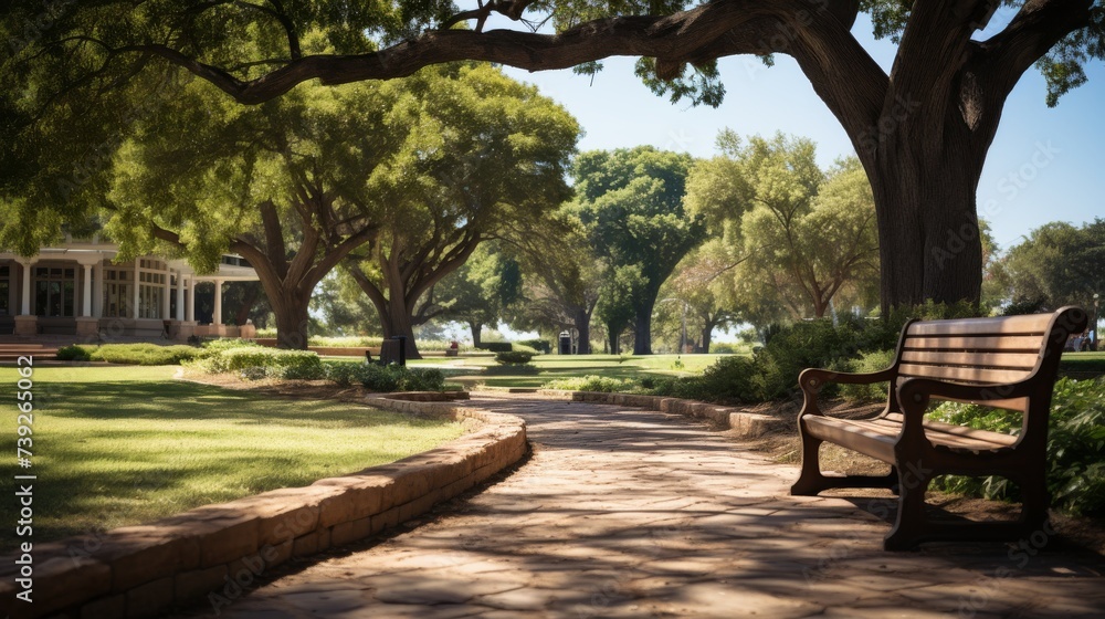 Beautifully landscaped public park, walking paths, benches, and diverse ... Beautifully landscaped public park, walking paths, benches, and diverse ...