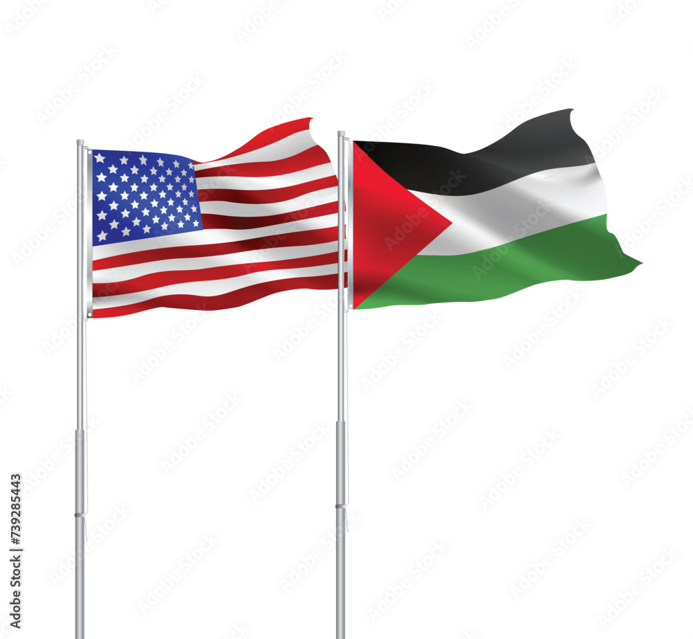 American and Palestinian flags together.USA,Palestine flags Stock ...