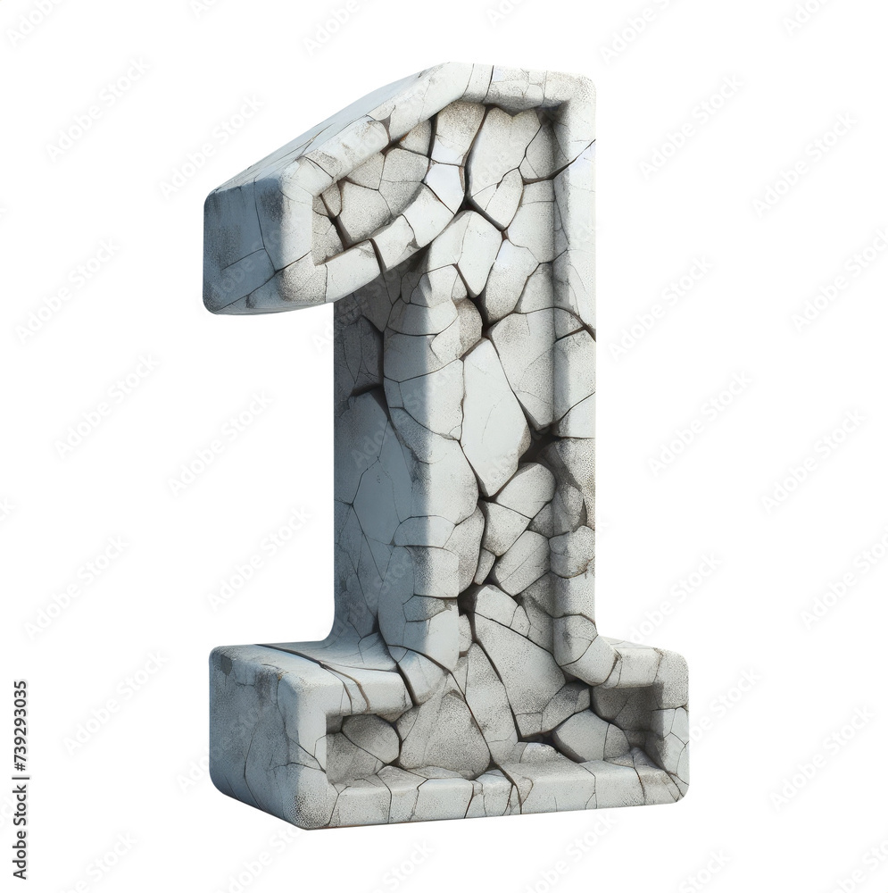 Number 1. Cracked apocalyptic number. 3D concrete old cracked numeral ... Number 1. Cracked apocalyptic number. 3D concrete old cracked numeral ...