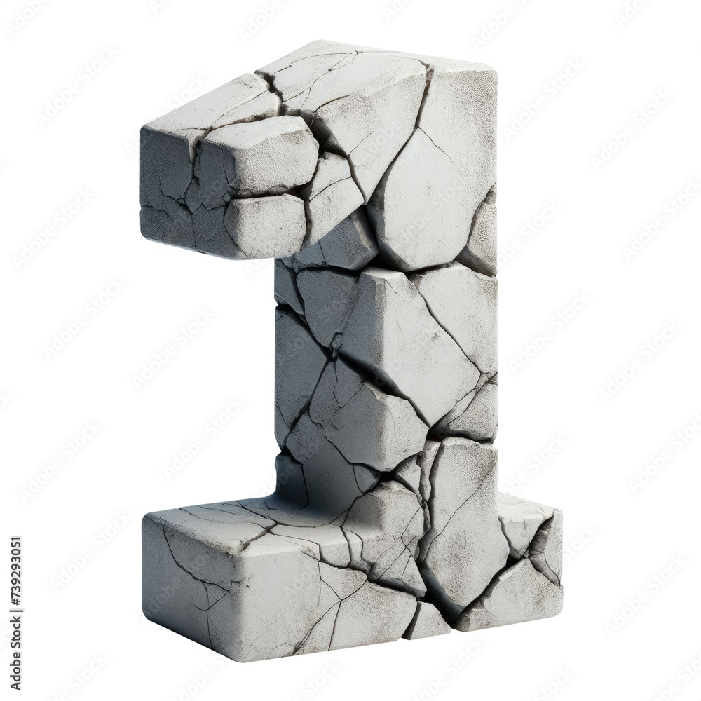 Number 1. Cracked apocalyptic number. 3D concrete old cracked numeral ... Number 1. Cracked apocalyptic number. 3D concrete old cracked numeral ...