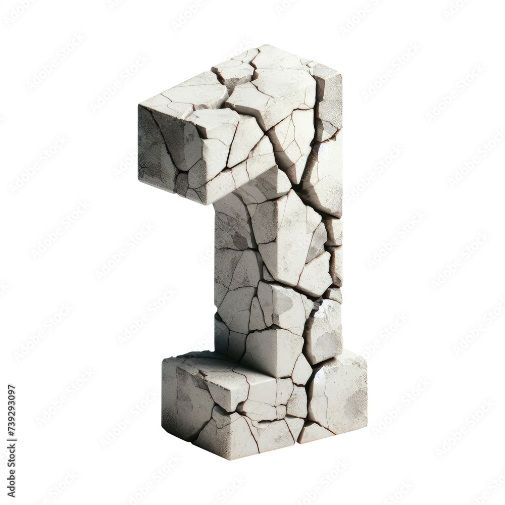 Number 1. Cracked apocalyptic number. 3D concrete old cracked numeral ... Number 1. Cracked apocalyptic number. 3D concrete old cracked numeral ...