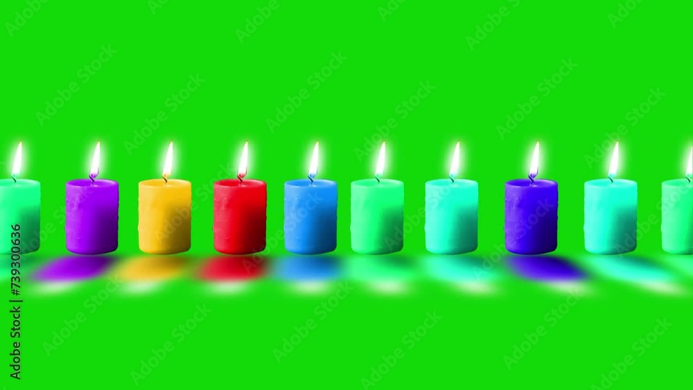 Colorful Birthday Candle Animation On Green Screen Background With ...