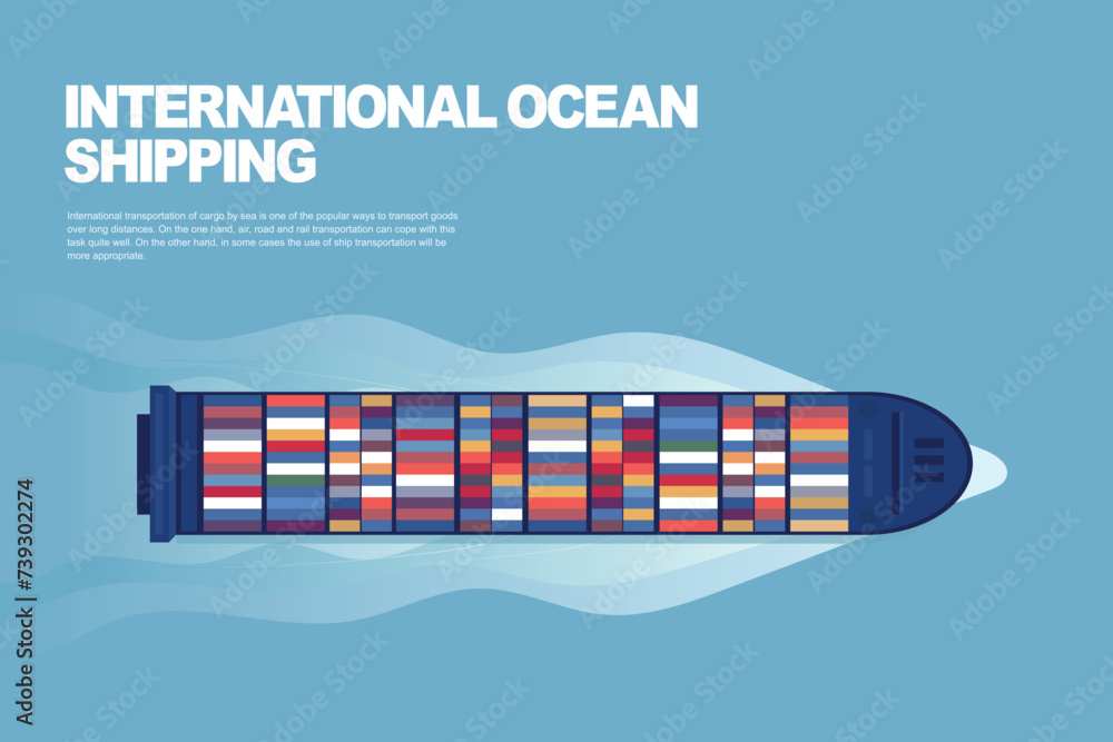 Top view of an industrial marine vessel on a maritime background ...