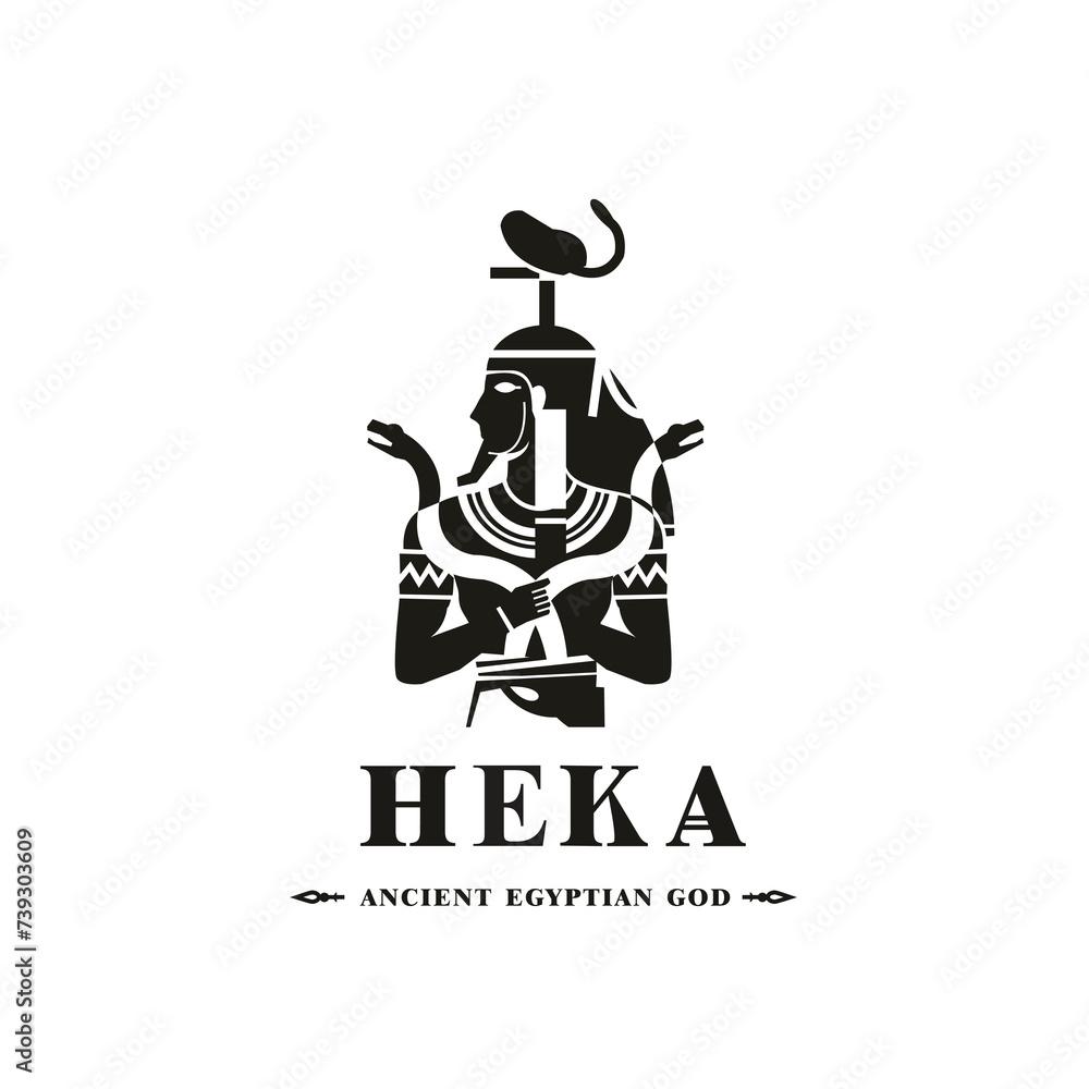Vecteur Stock Ancient egyptian god heka silhouette, middle east god ...