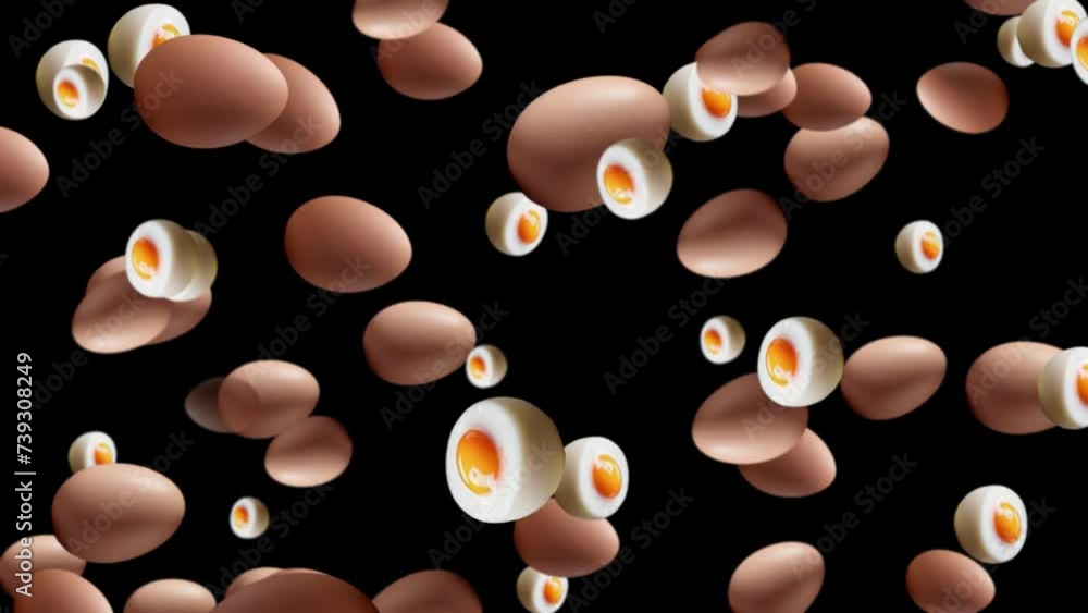 Slow Motion Of Fresh Brown Egg Falling On Black Background.3d Chicken Eggs Falling Animation ...