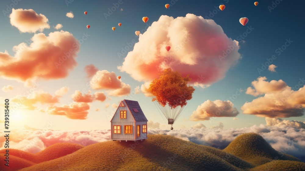 Real estate property background wallpaper, image of a house above the ...