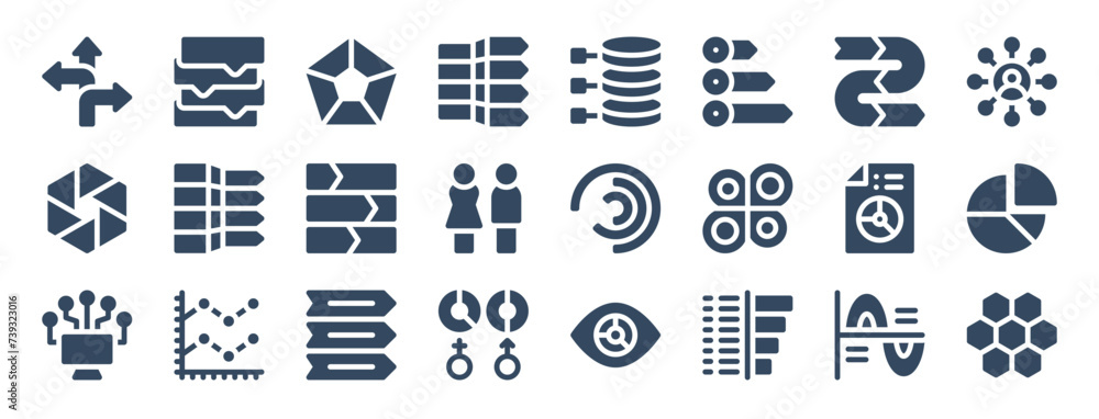 set of 24 infographic elements web icons in glyph style such as hexagon ...