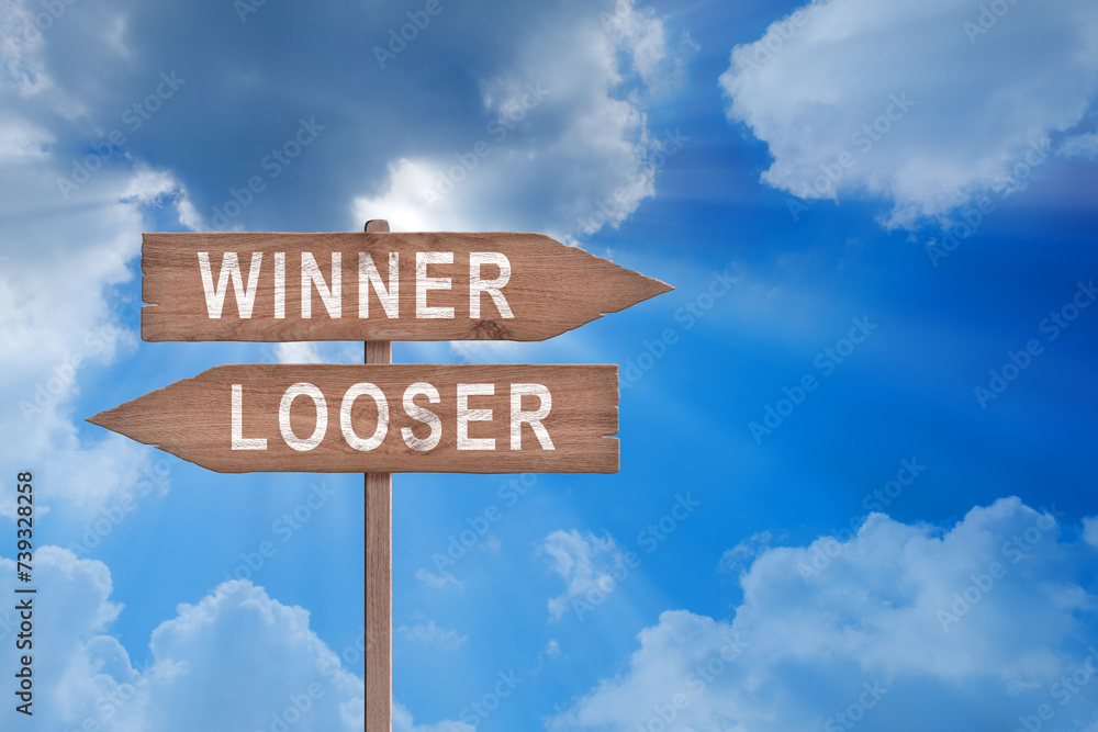 Winner vs looser road sign. Winner and Looser concept. Which way do you ...