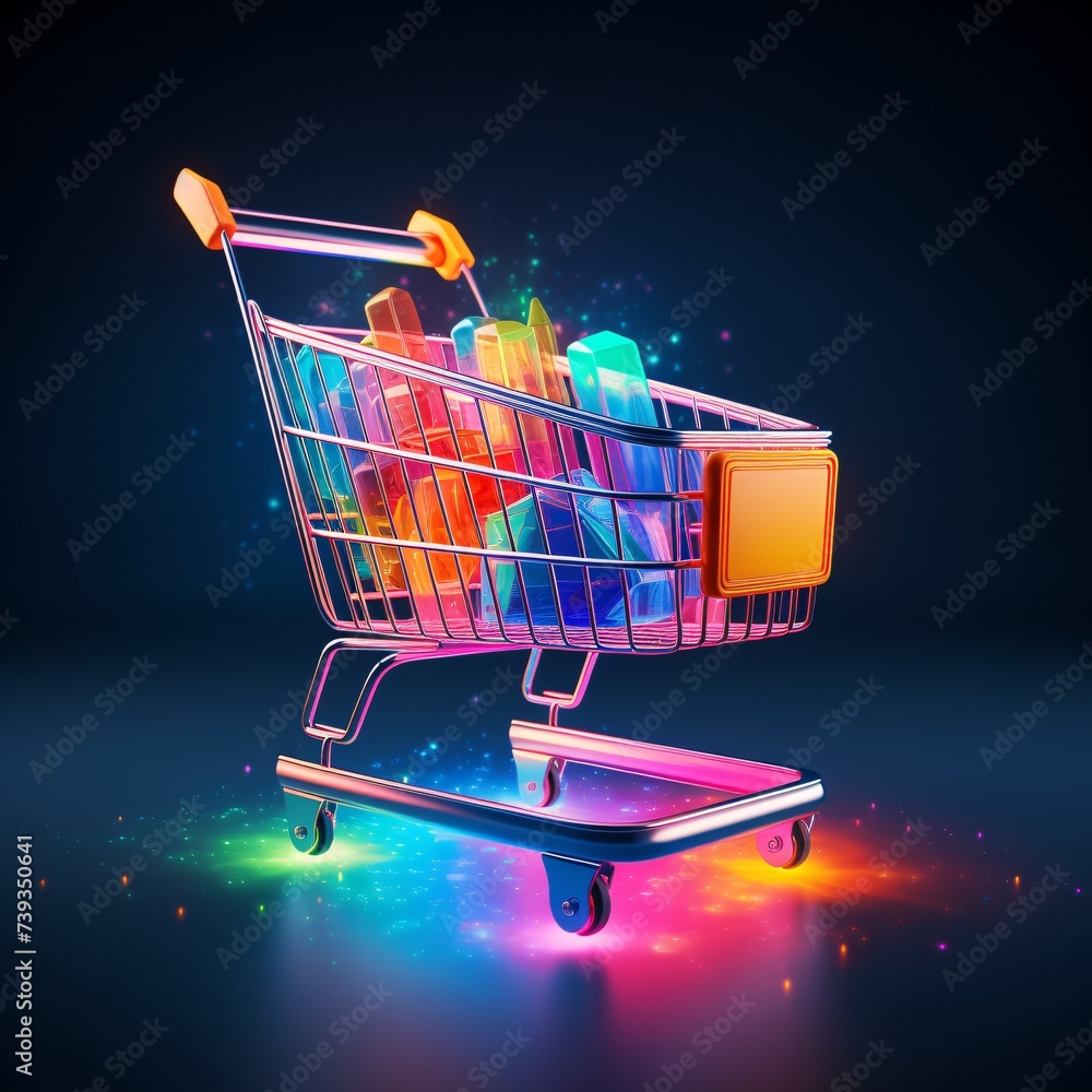 Shopping cart symbols in various colors It is symbolic image related to ...