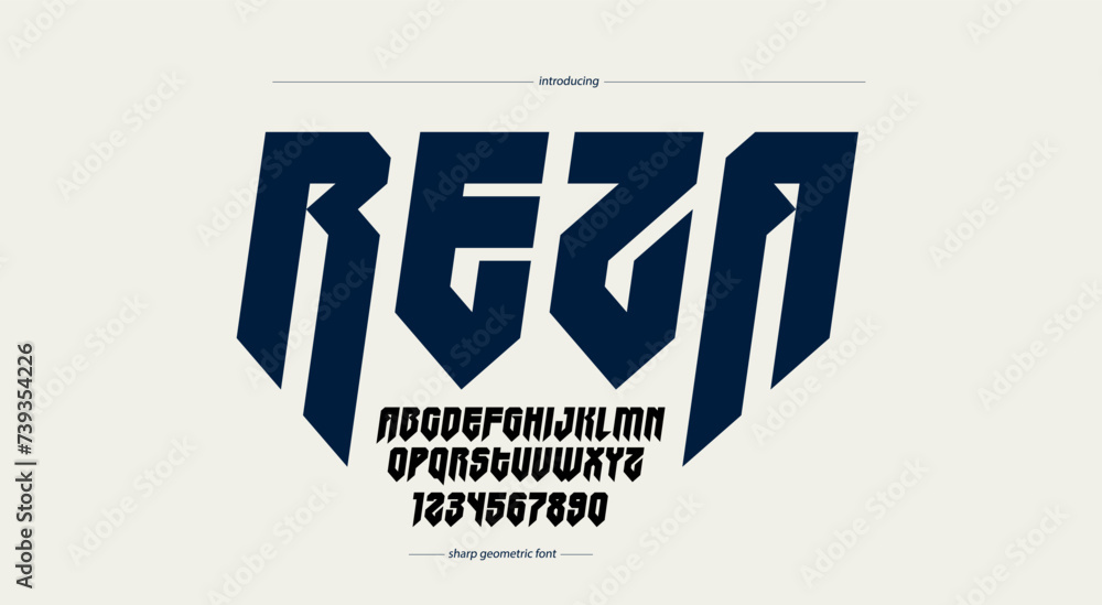 Sharp and bold vector display italic font for logo, gothic or heavy ...