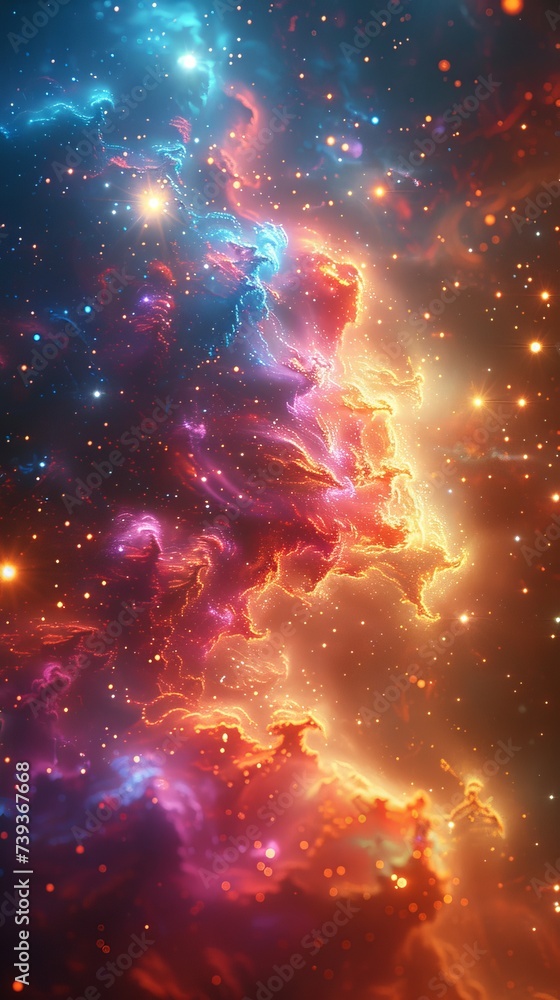 Calcium ion fireworks bursting in neon colors celebrating the solstice ...