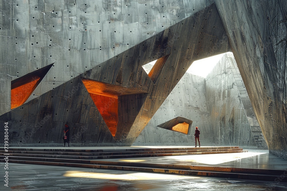 A masterful painting of geometric art adorns the walls of a modern ...